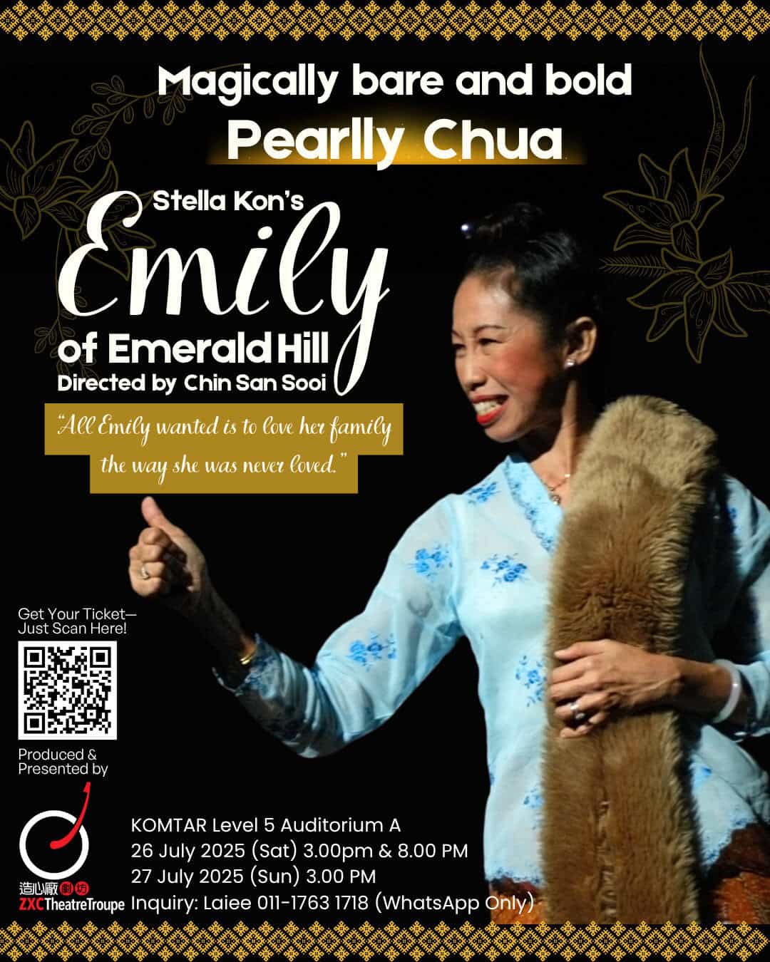 Legendary monodrama 'Emily of Emerald Hill' returns to Penang | Buletin ...